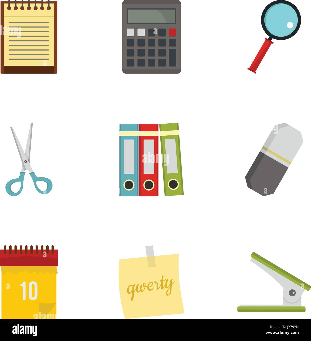 Stationery symbols icon set, flat style Stock Vector Image & Art - Alamy