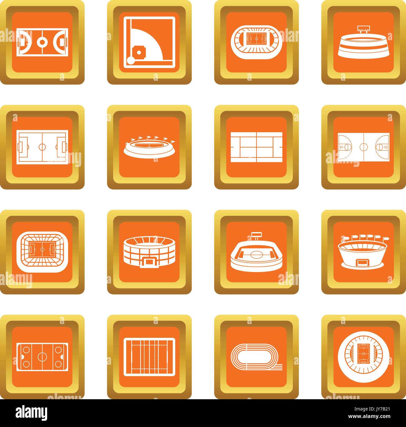 Sport stadium icons set orange Stock Vector Image & Art - Alamy