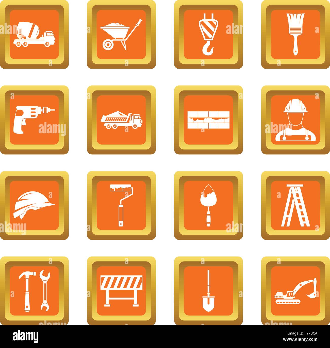 Orange wheelbarrow Stock Vector Images - Alamy