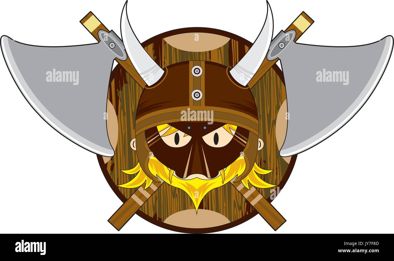 Cartoon Norse Viking Warrior with Axe Vector Illustration Stock Vector ...