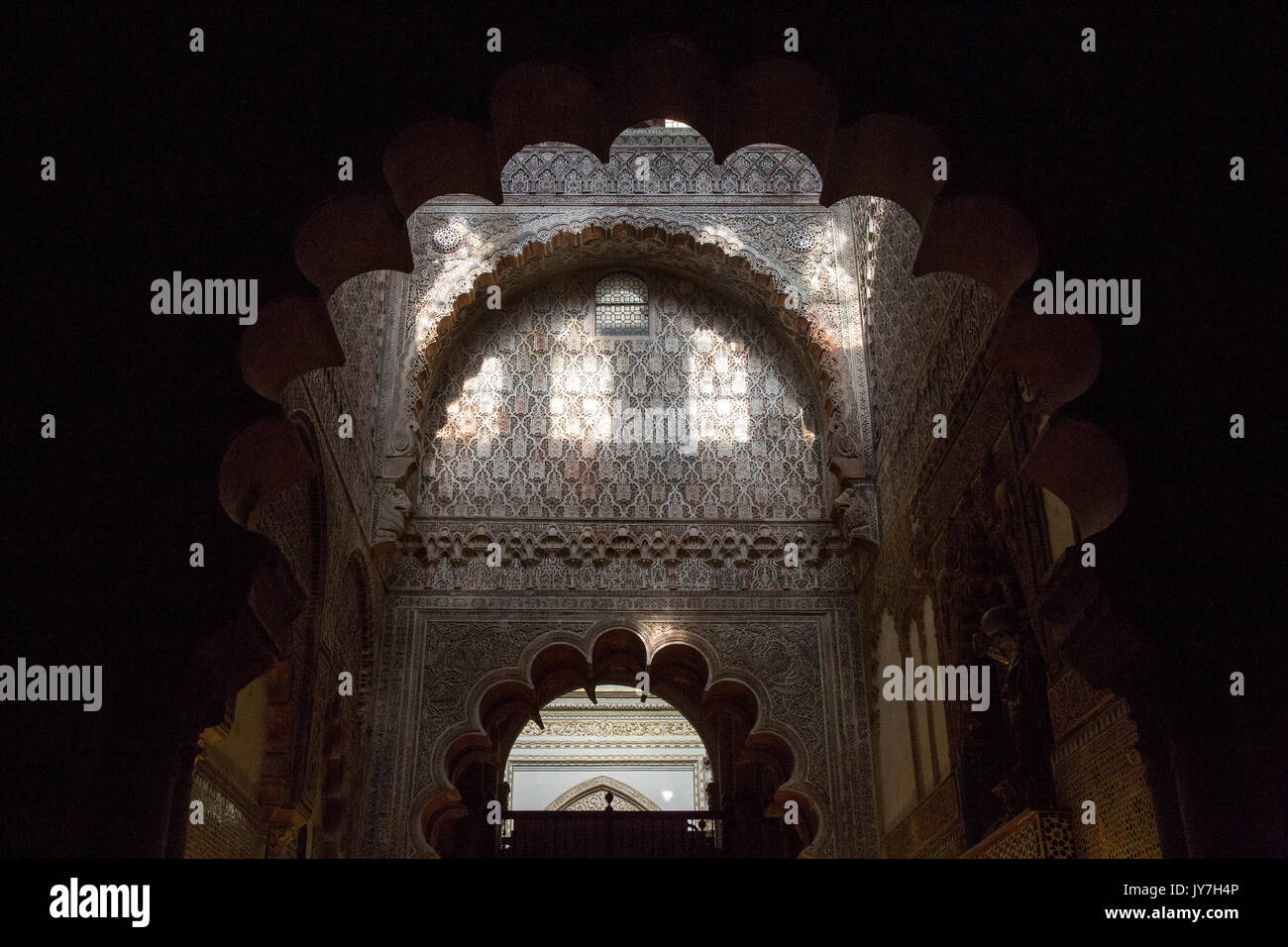 Ornate stonework of archways in the former Great Mosque, Cordoba, Spain ...