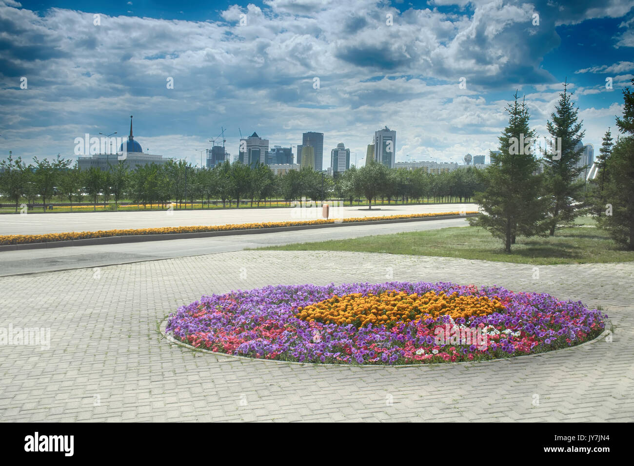 New capital of Kazakhstan city Astana. Park area in the summer Stock ...