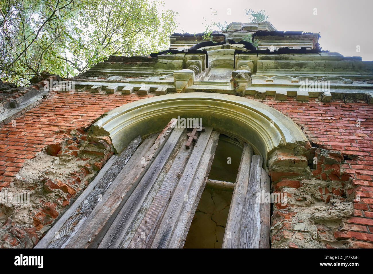 ruins of Church Christian of old age. stone temple falling apart ...