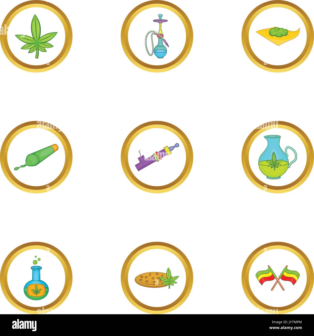 Cannabis icon set, cartoon style Stock Vector Image & Art - Alamy