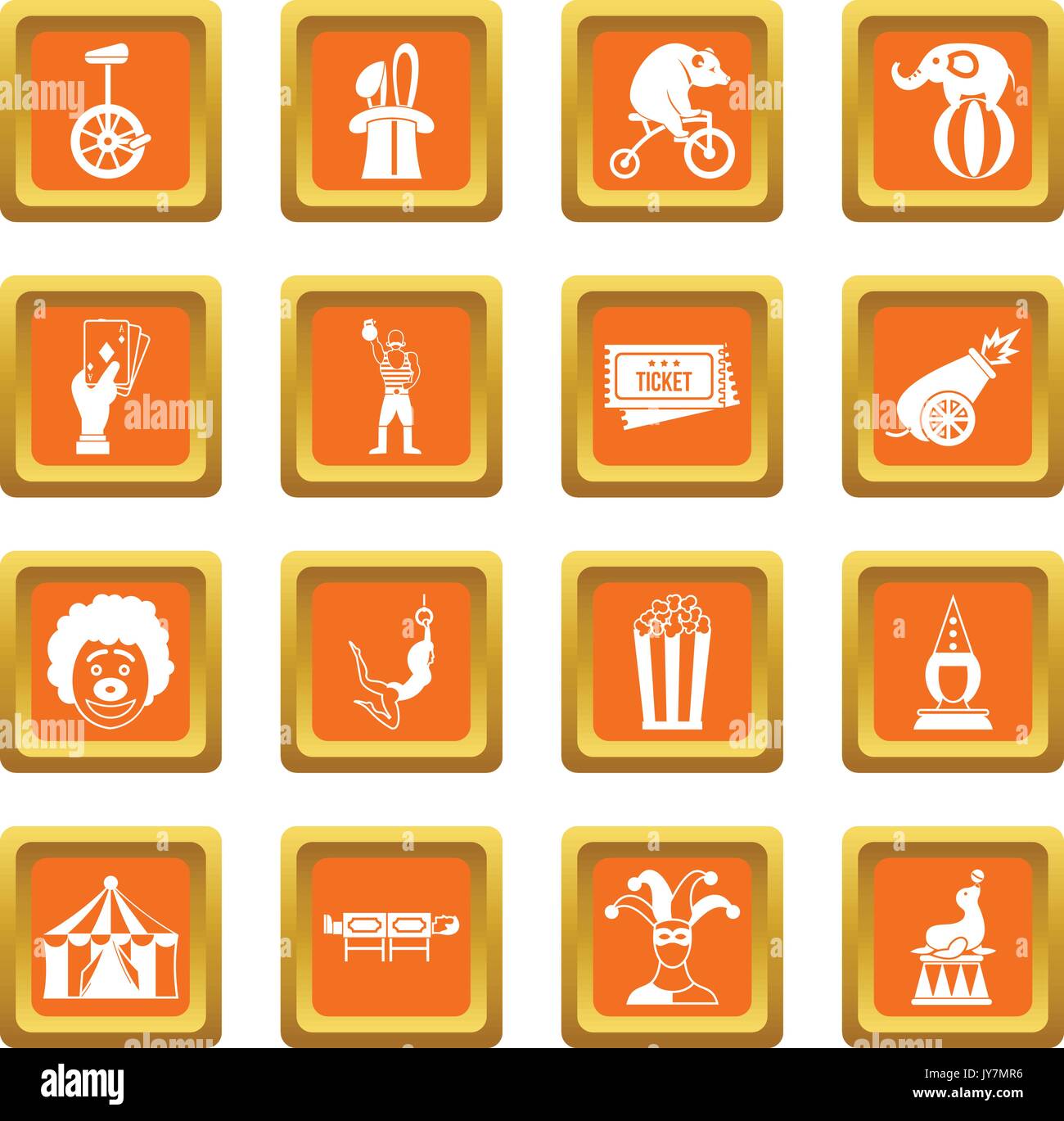 Circus entertainment icons set orange Stock Vector Image & Art - Alamy