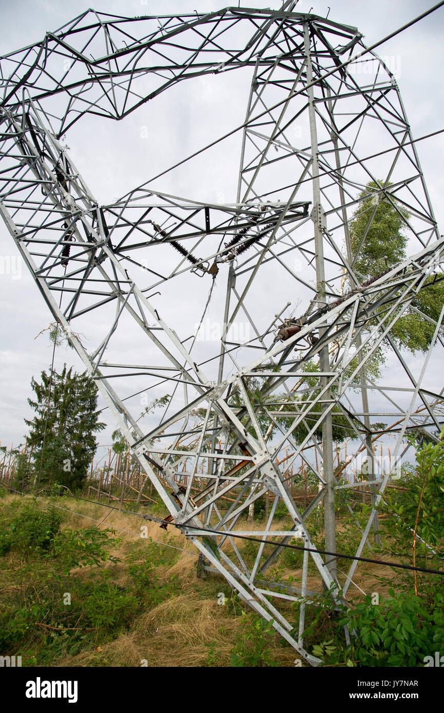 High voltage power lines destroyed by extremely strong storm wind in ...