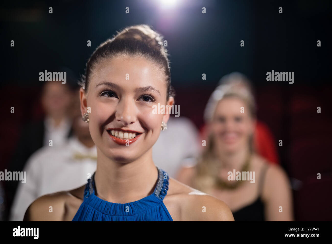 Happy black woman enjoying film hi-res stock photography and images - Alamy