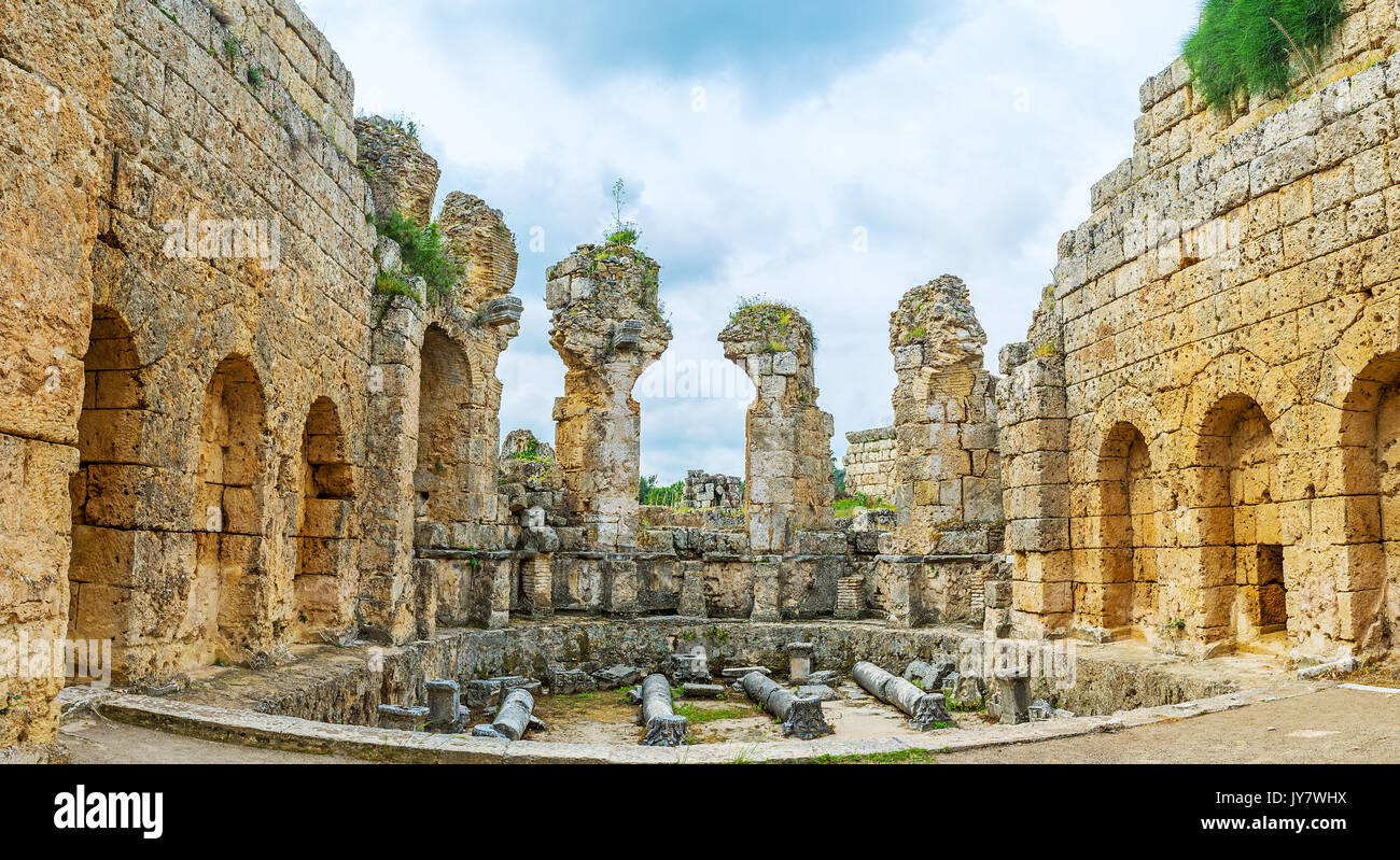 The ruined Temple of Artemis on territory of Perge archaeological site ...