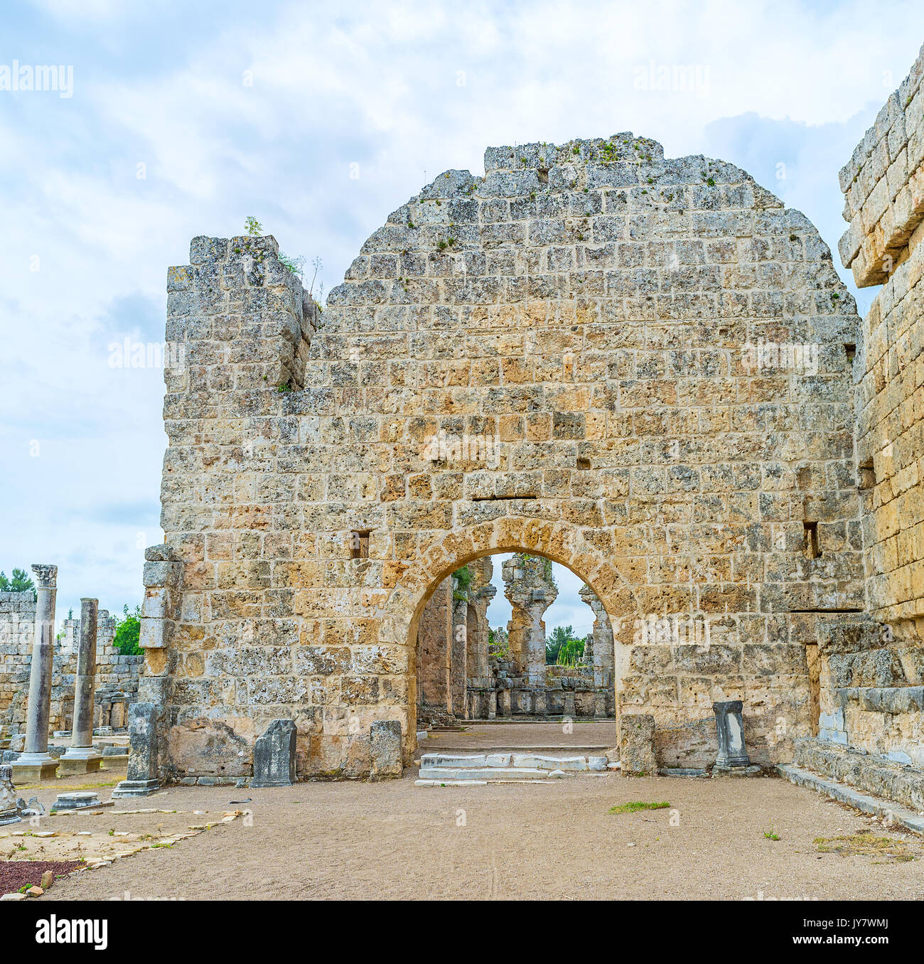 The stone shell of the ancient Artemis Temple in Anatolian city of ...