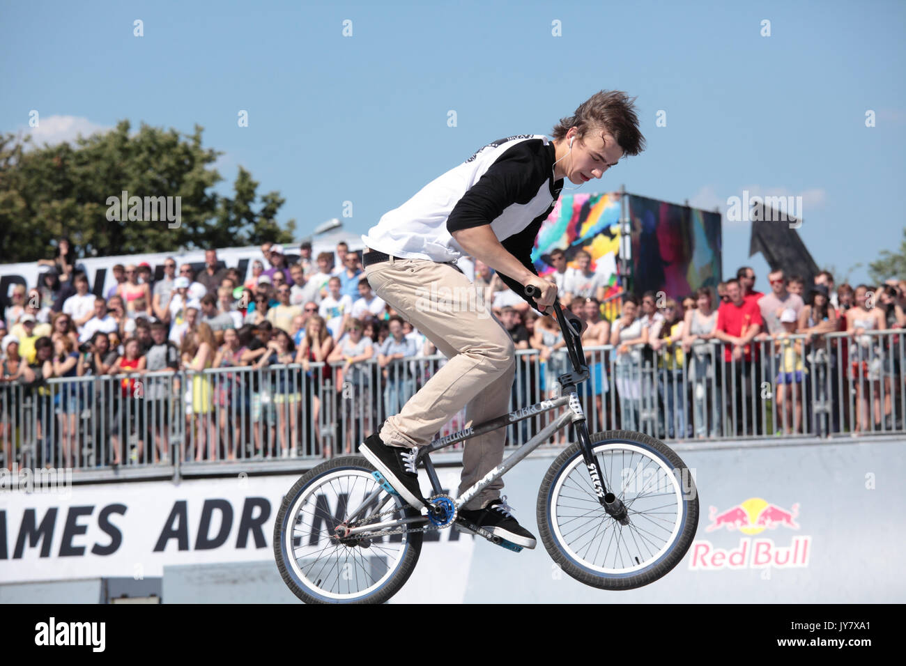 MOSCOW, RUSSIA - JULY 8: Denis Stepanov in BMX competitions during ...