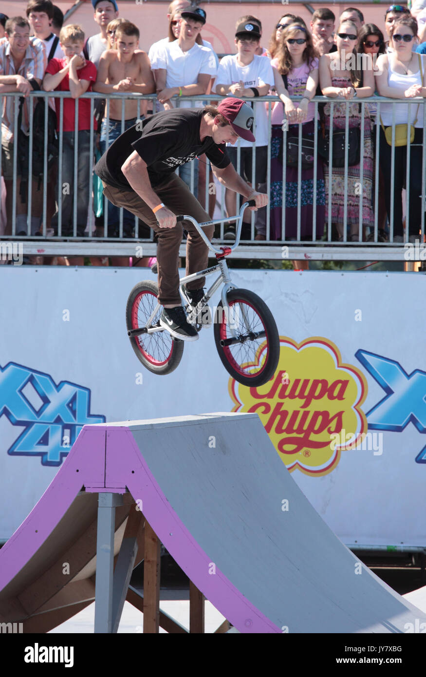 MOSCOW, RUSSIA - JULY 8: Christian Rigal, USA, in BMX competitions ...