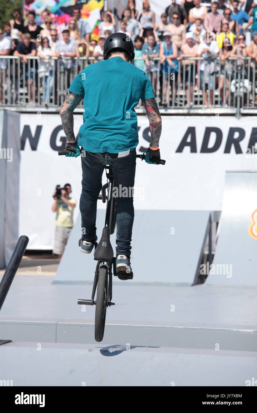 MOSCOW, RUSSIA - JULY 8: Pavel Terentiev, Russia, in BMX competitions ...