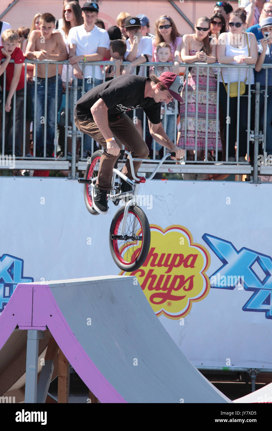 MOSCOW, RUSSIA - JULY 8: Christian Rigal, USA, in BMX competitions ...