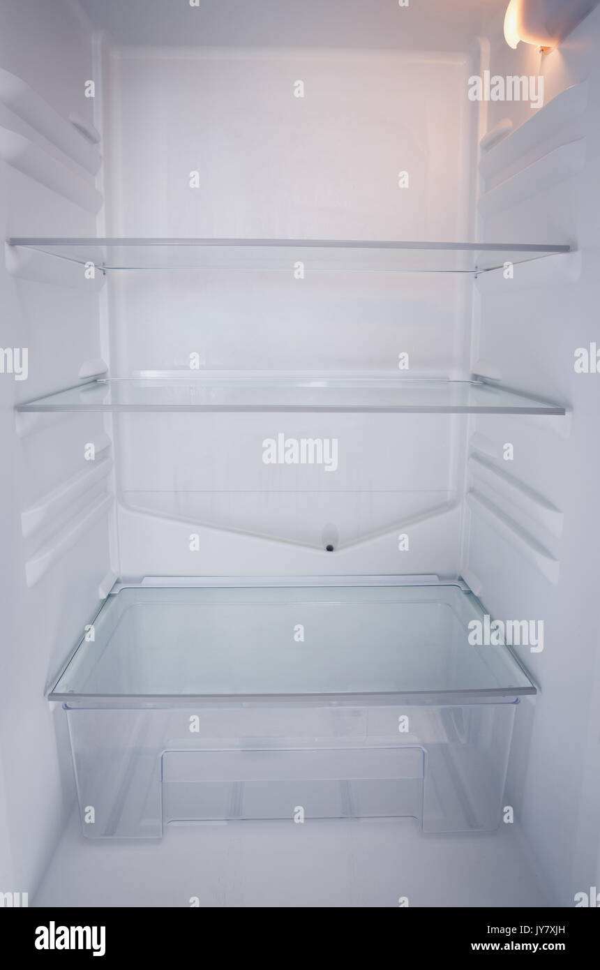 Close up open illuminated refrigerator Stock Photo - Alamy