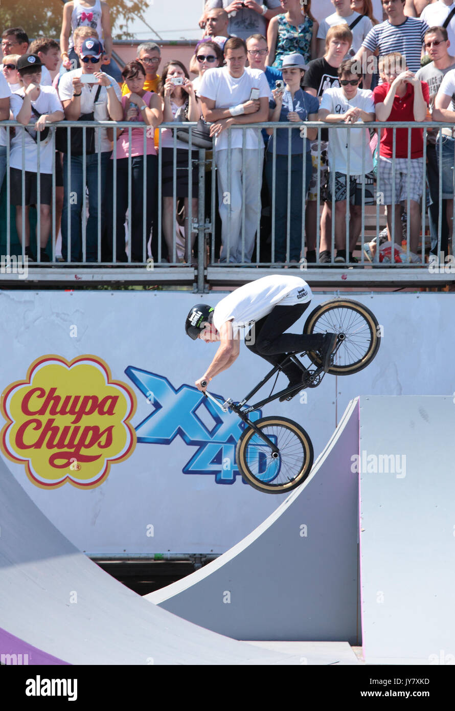 MOSCOW, RUSSIA - JULY 8: Alexander Nikulin, Russia, in BMX competitions ...