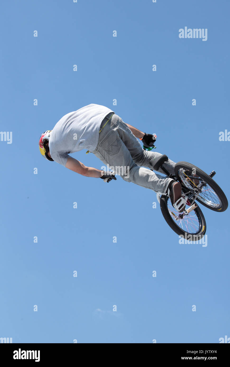 MOSCOW, RUSSIA - JULY 8: Alessandro Barbero, Italy, in BMX competitions ...