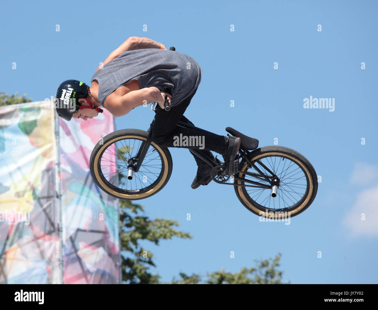 MOSCOW, RUSSIA - JULY 8: Alexander Nikulin, Russia, in BMX competitions ...