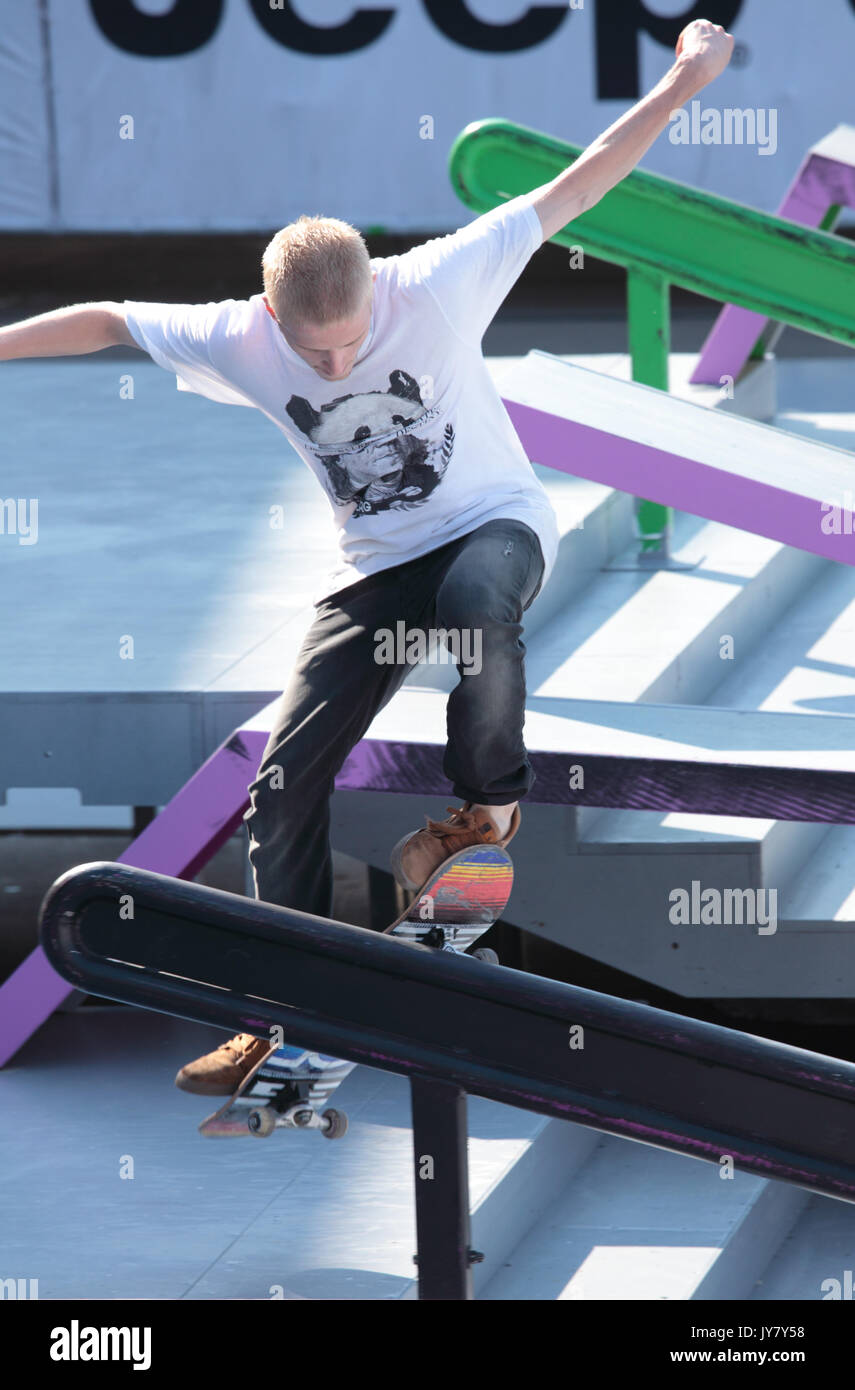 MOSCOW, RUSSIA - JULY 8: Mikhail Poponin, Russia, in skateboard ...