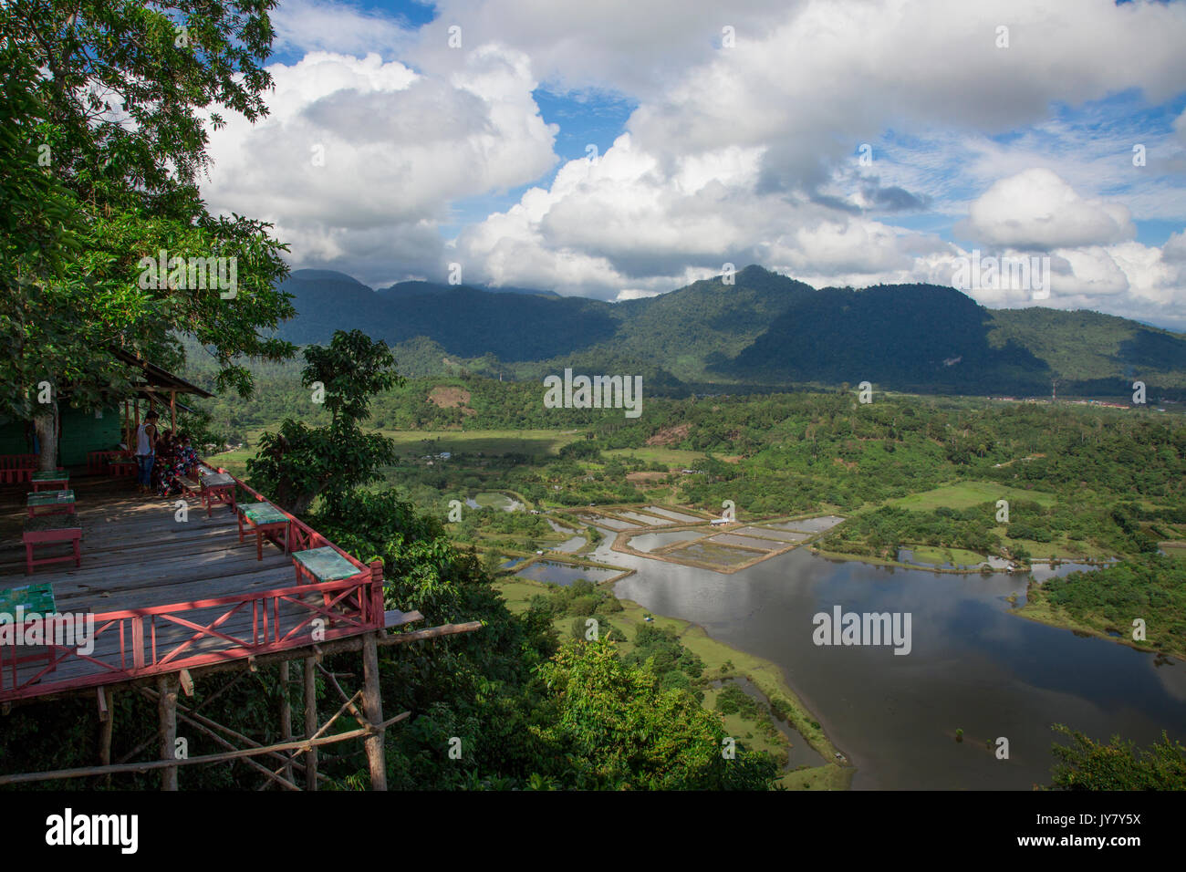 Scenic landscape from cafe lookout north Aceh, Indonesia Stock Photo ...