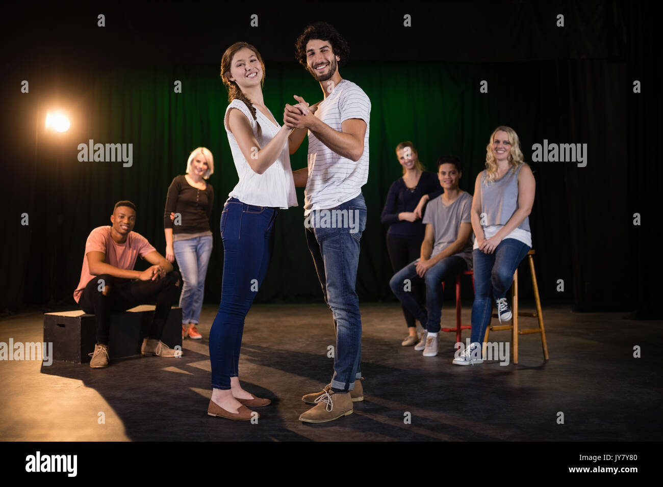 Actors practicing play on stage in theatre Stock Photo - Alamy