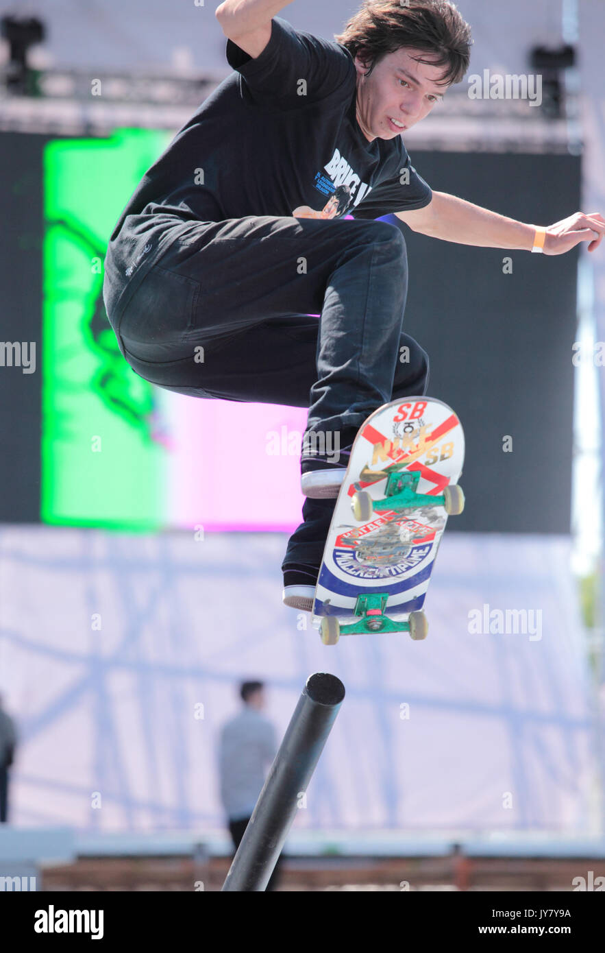 MOSCOW, RUSSIA - JULY 8: Gennady Kakusha, Russia, in skateboard ...