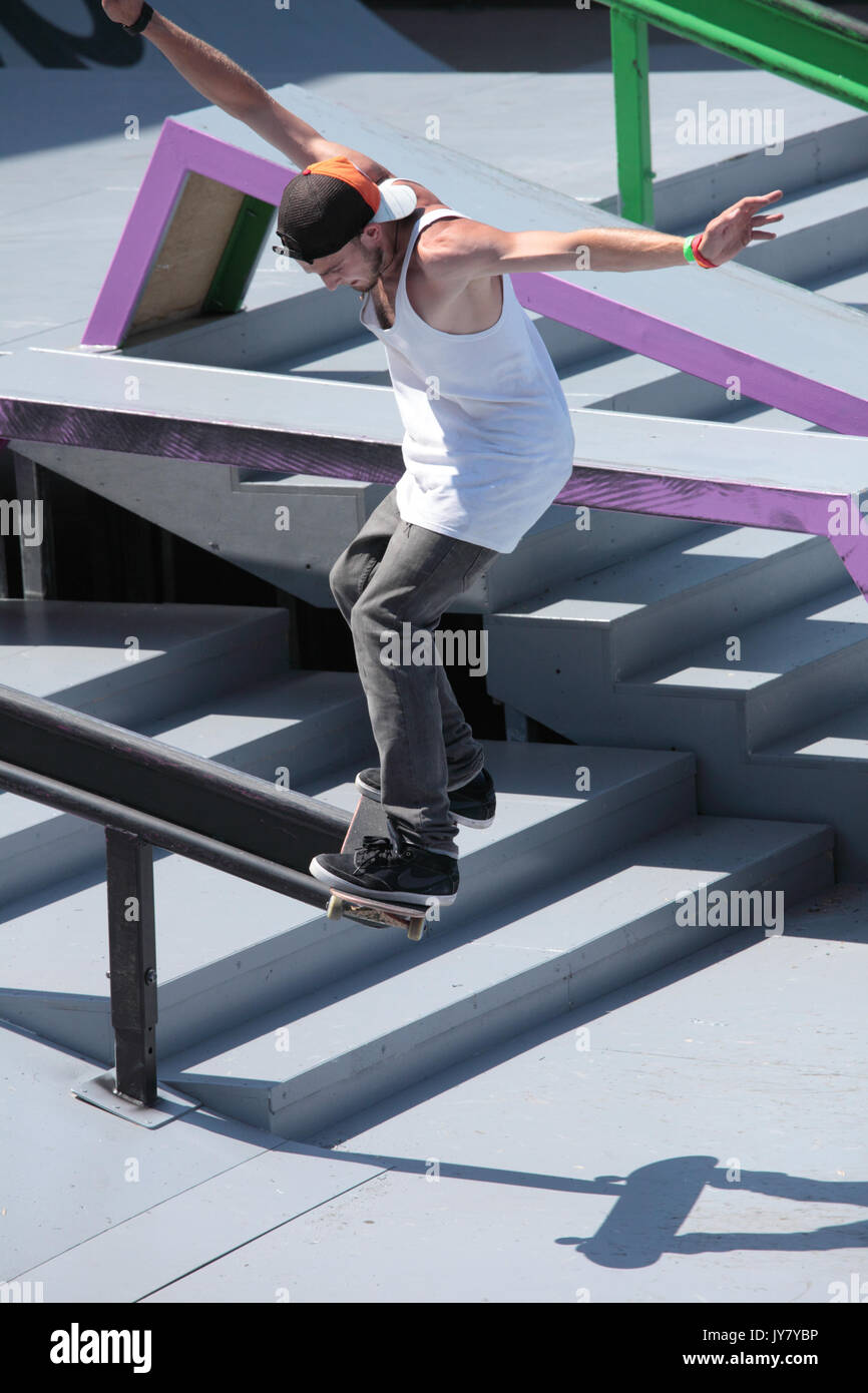 MOSCOW, RUSSIA - JULY 8: Alexey Bobrov in skateboarding competition ...