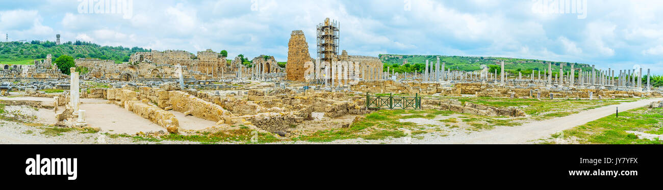 Panorama of Perge archaeological site, Antalya region is rich in ...