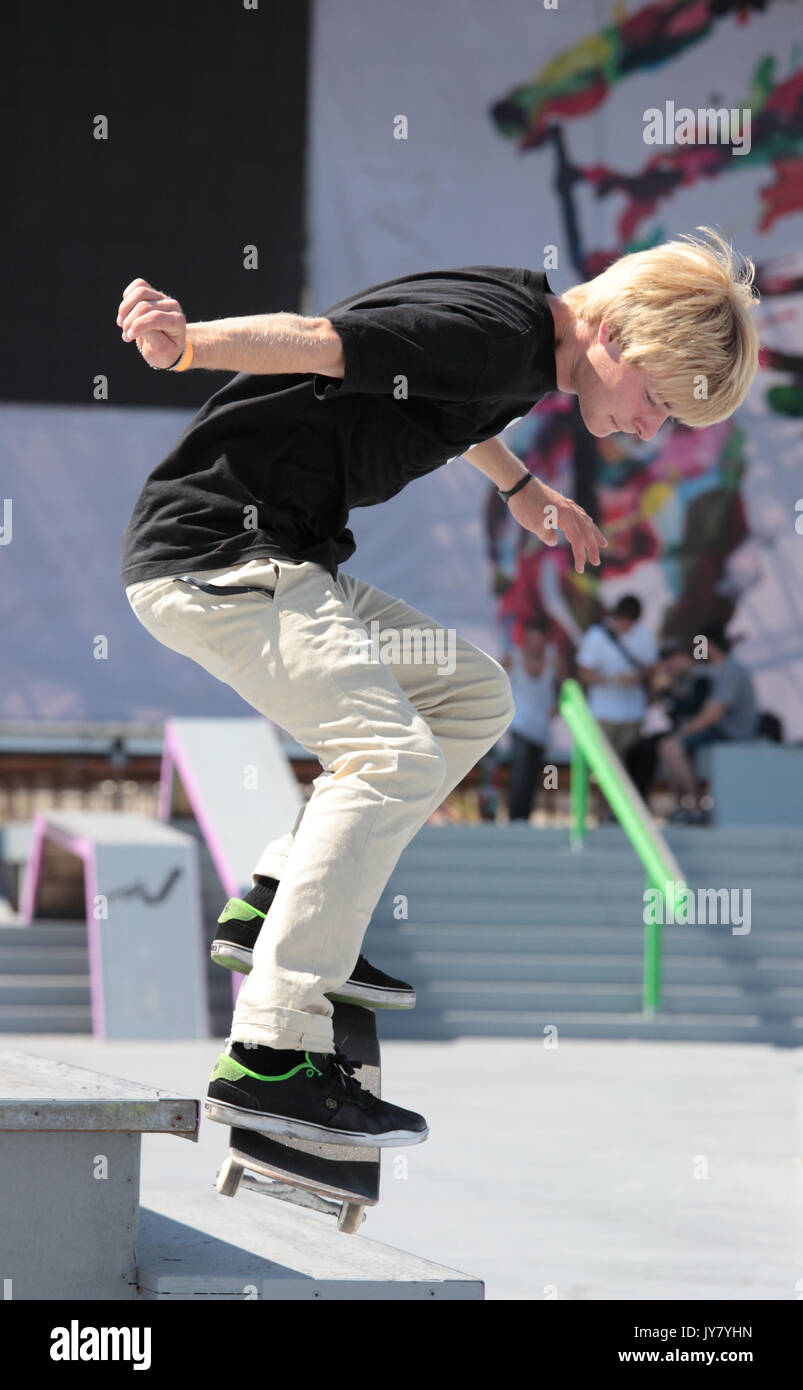 MOSCOW, RUSSIA - JULY 8: Florian Westers, Germany, in skateboard ...