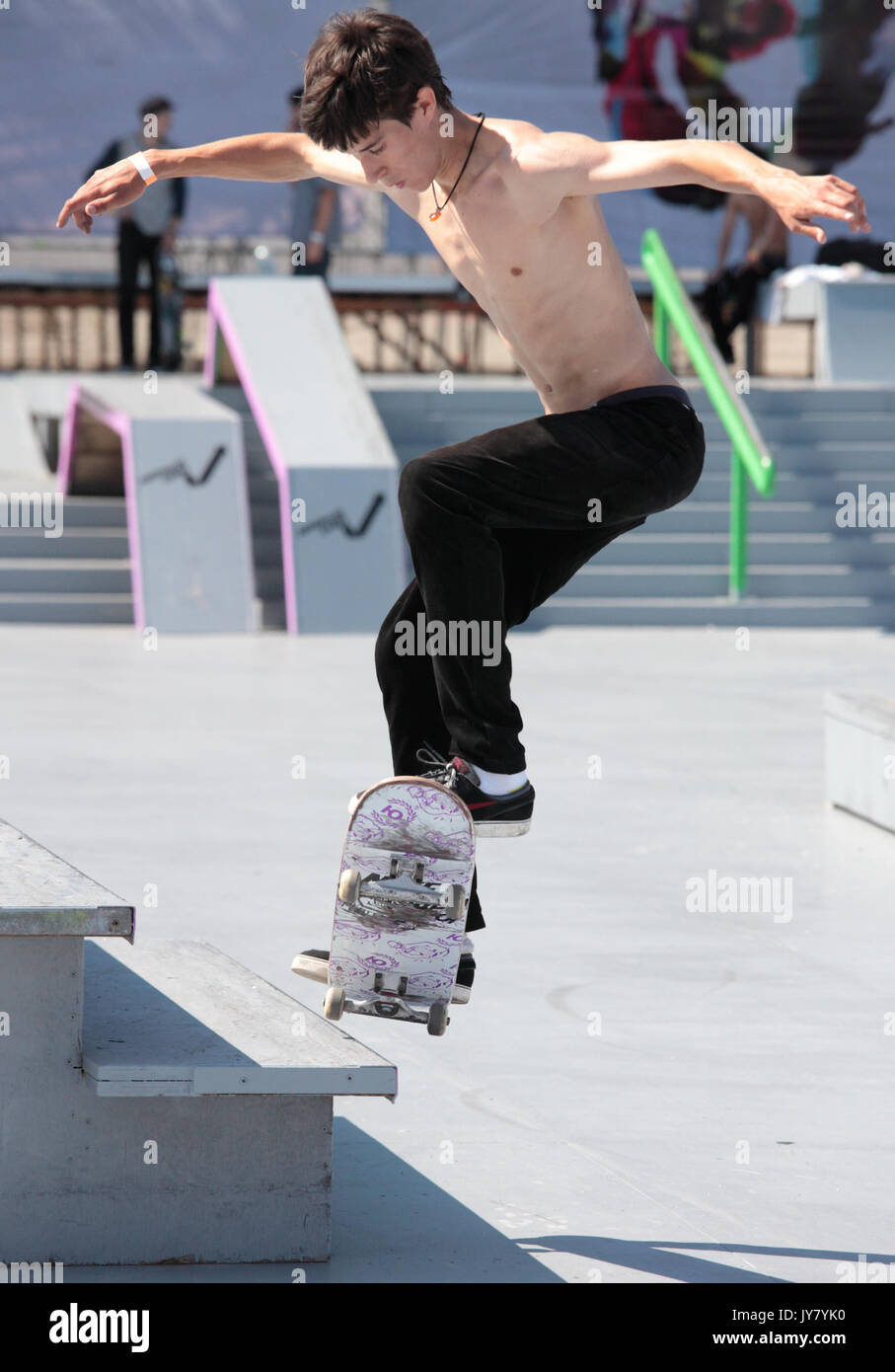 MOSCOW, RUSSIA - JULY 8: Yegor Kaldikov, Russia, in skateboard ...