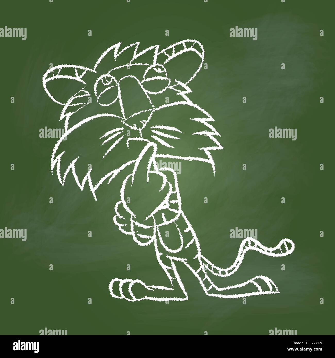 Hand drawing of a Thinking Tiger with textured green board. Education ...
