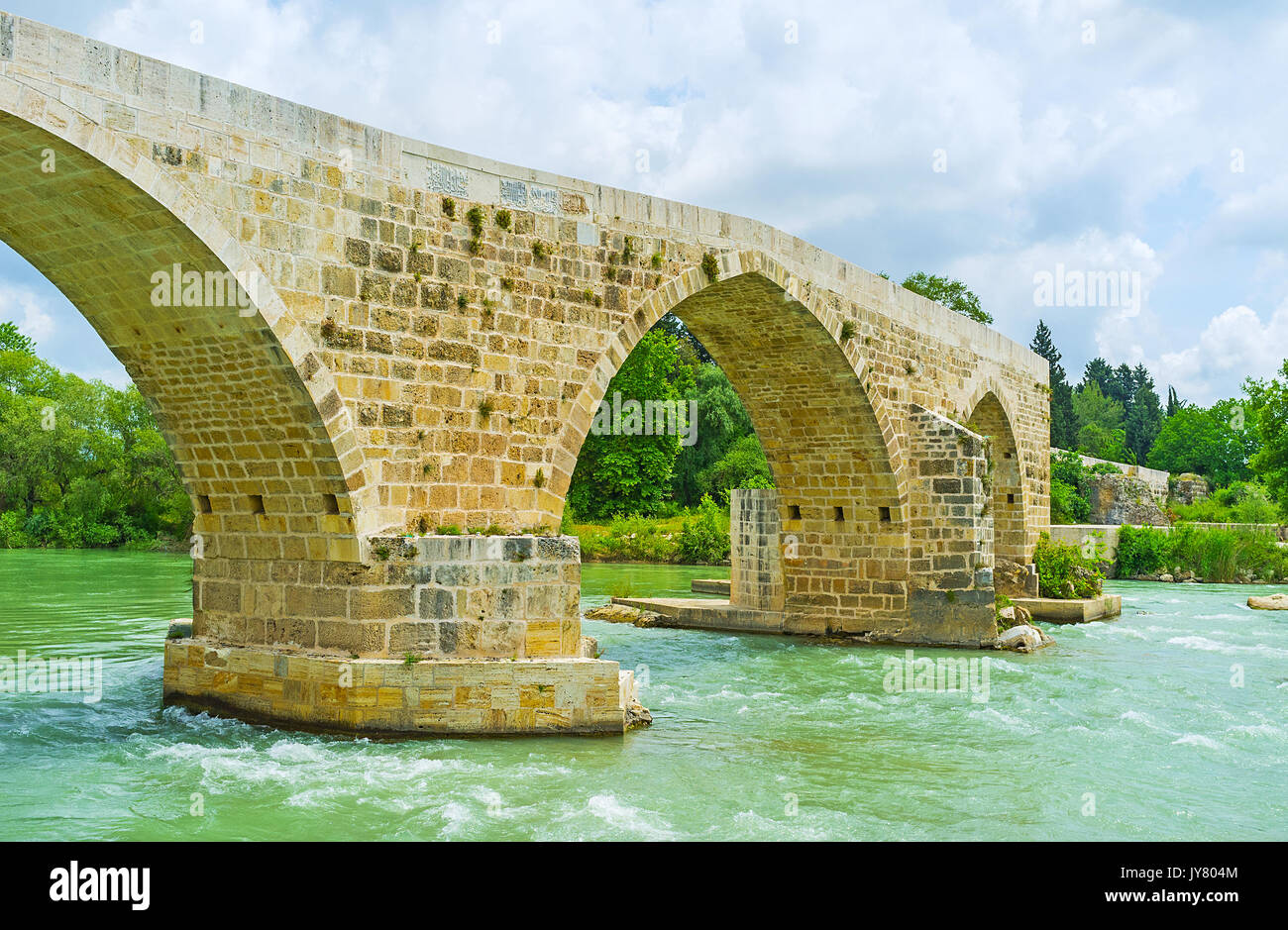 The stone zigzag Eurymedon Bridge over the same named river is the ...