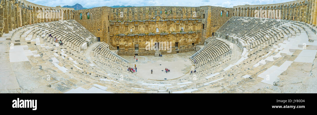 ASPENDOS, TURKEY - MAY 8, 2017: The amphitheater is the main object of ...