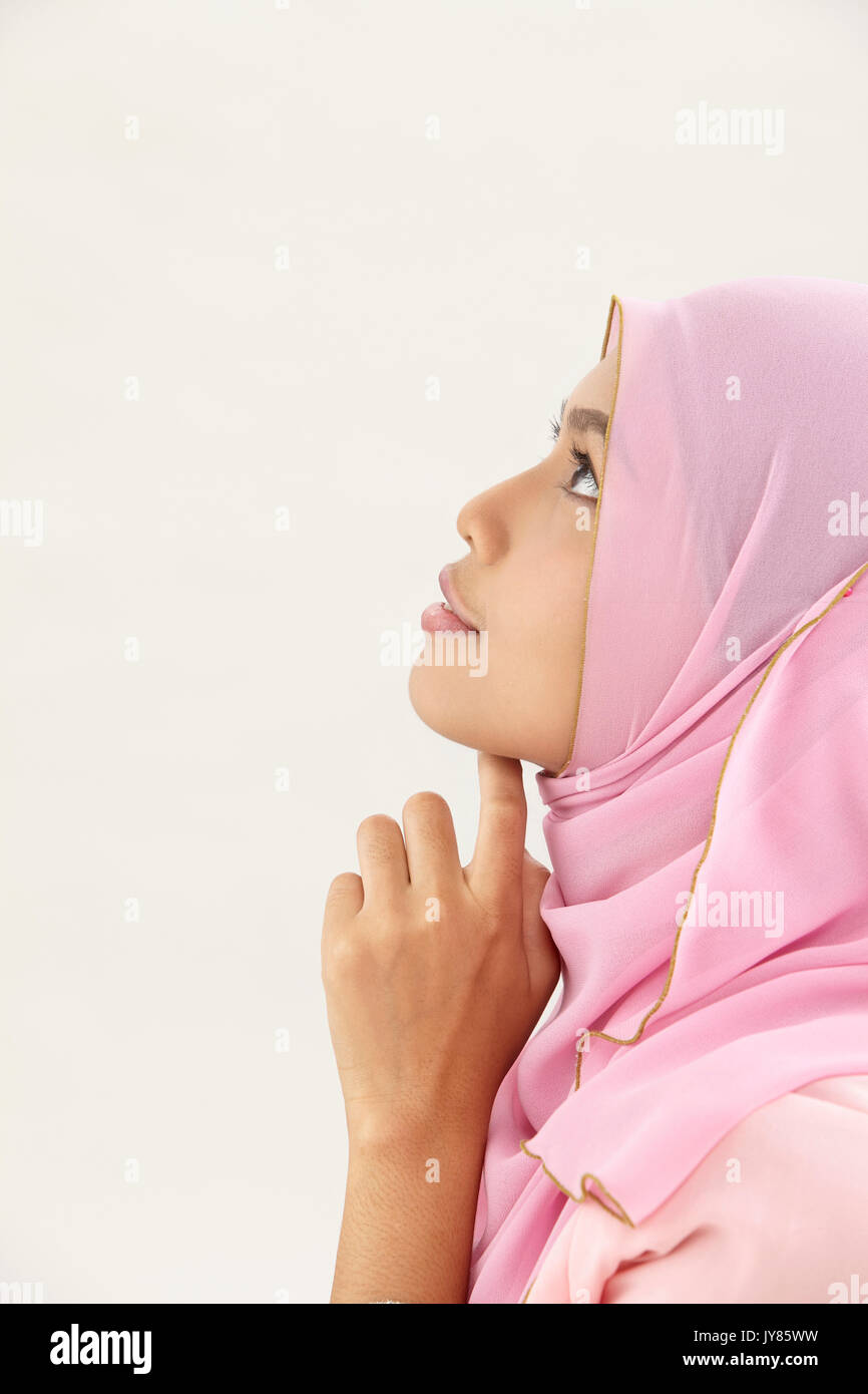profile of malay woman with looking up Stock Photo - Alamy