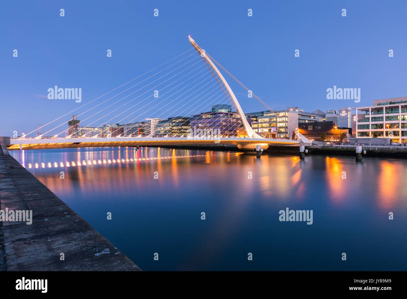 The Samuel Beckett Bridge is a cable-stayed bridge over the river ...