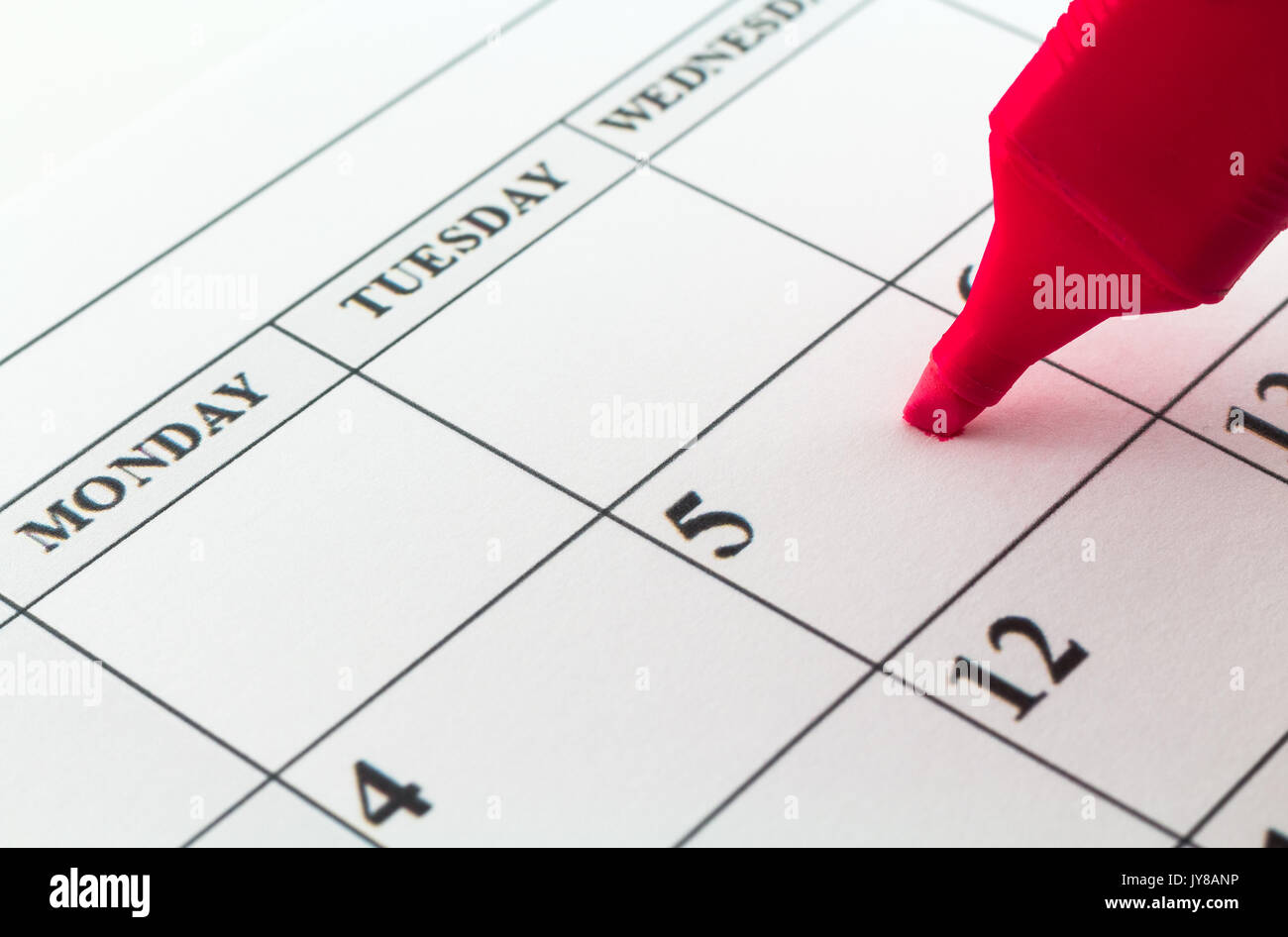Monday wedding day calendar hi-res stock photography and images - Alamy