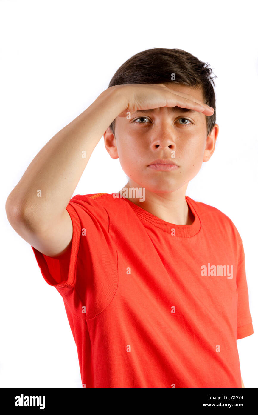 Child shield eyes bright light hi-res stock photography and images - Alamy