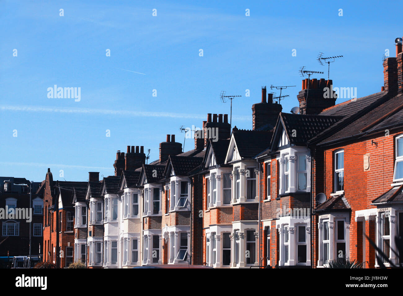 Row of Typical English Terrace Housing, Spring time of England United ...