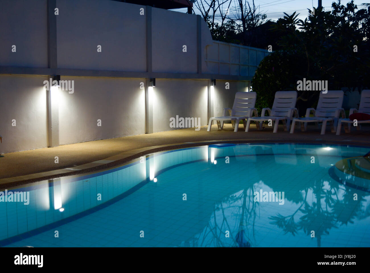Blue light swimming pool hi-res stock photography and images - Alamy