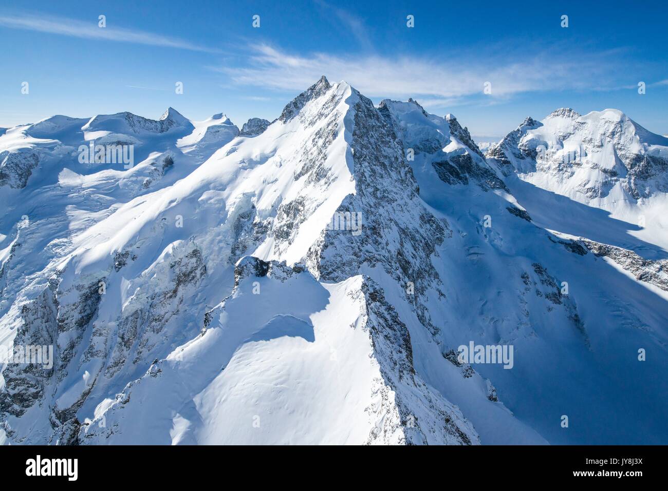 Aerial view of the long crest of ice and rock that takes to Pizzo ...