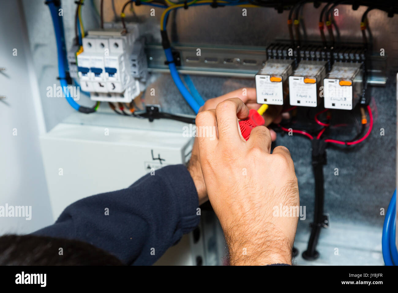Red electrical junction box hi-res stock photography and images - Alamy
