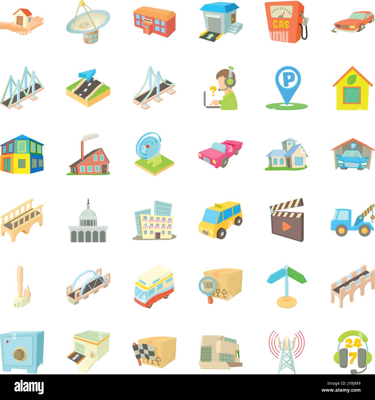 City building icons set, cartoon style Stock Vector Image & Art - Alamy