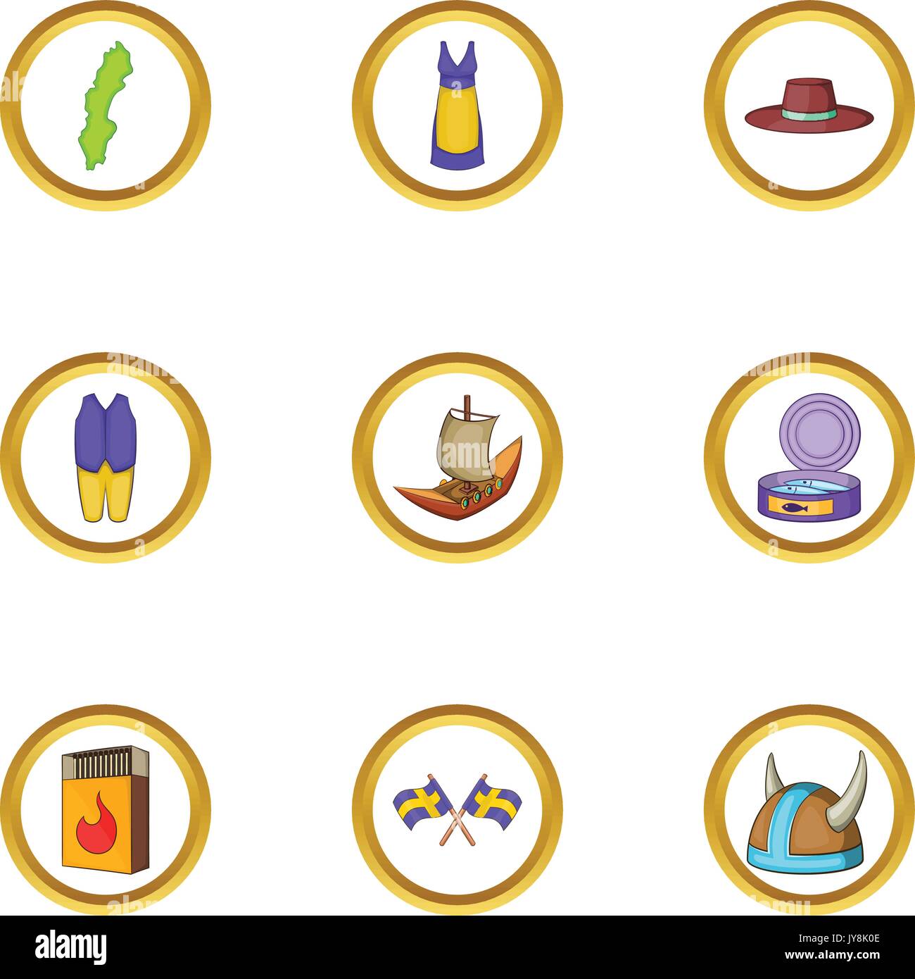 Scandinavian country icons set, cartoon style Stock Vector Image & Art ...