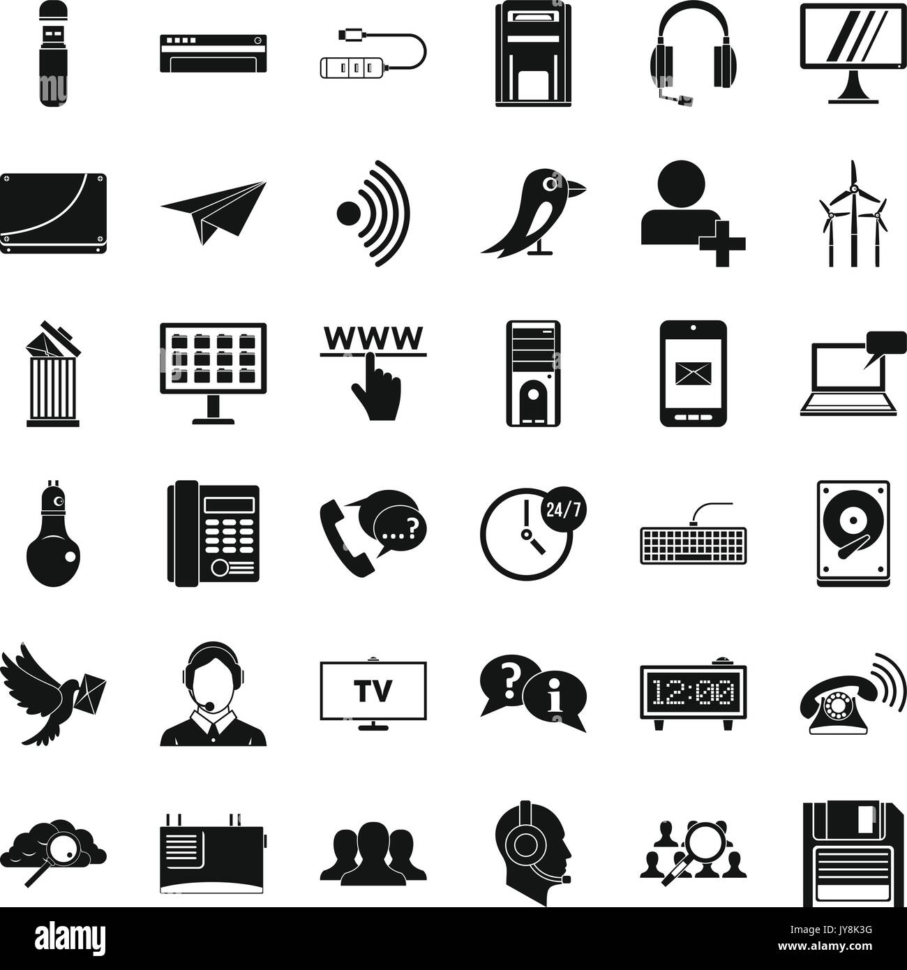 Wireless communication icons set, simple style Stock Vector Image & Art ...