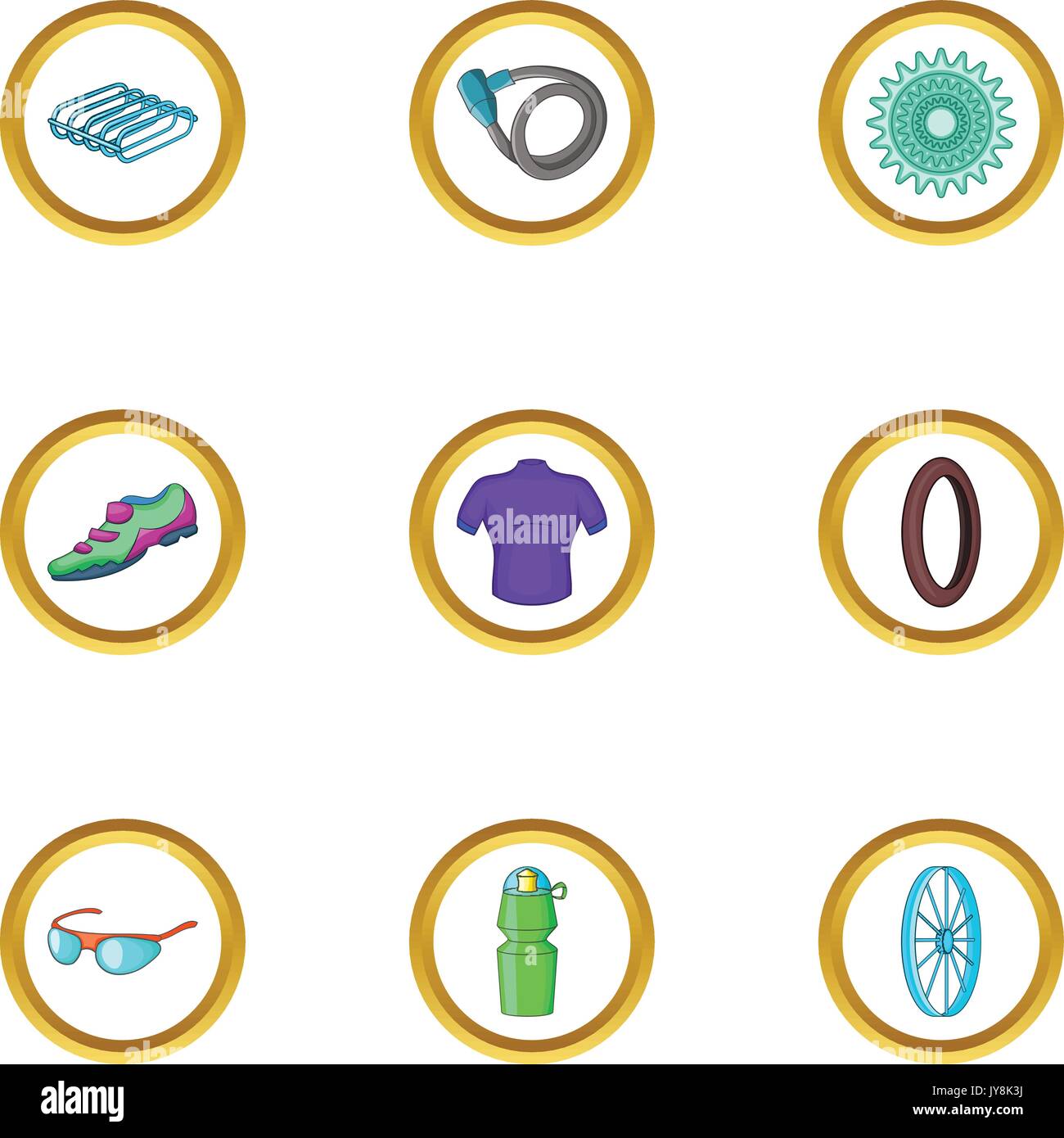 Bicycle trip icons set, cartoon style Stock Vector Image & Art - Alamy