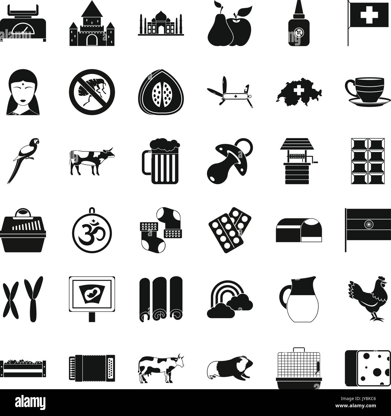 Milk cow icons set, simple style Stock Vector Image & Art - Alamy