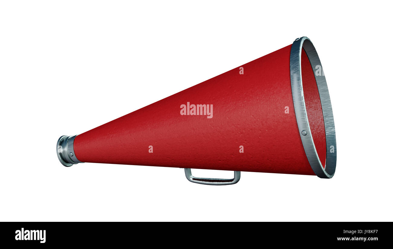 3D rendering of a red vintage megaphone isolated on white background ...