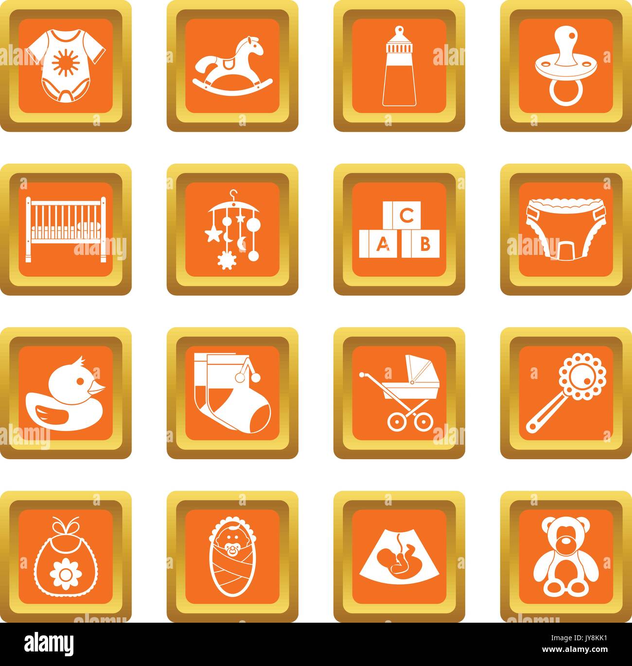 Newborn icons set orange Stock Vector Image & Art - Alamy