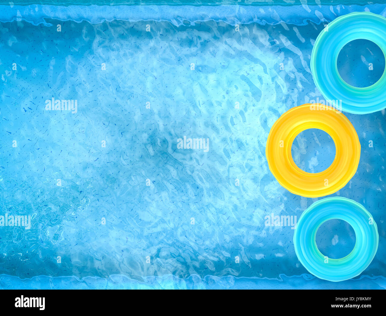 3d rendering swim rings on pool top view Stock Photo - Alamy