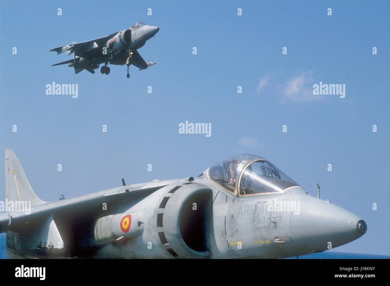 Spanish Navy, vertical take-off aircraft AV-8 "Harrier - Matador" on ...