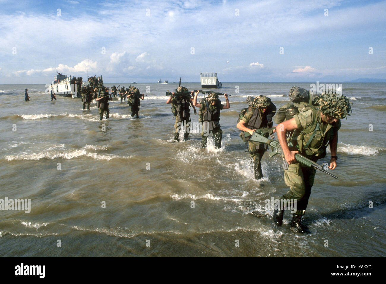 Spanish navy infantry during NATO exercises at Civitavecchia (Central ...